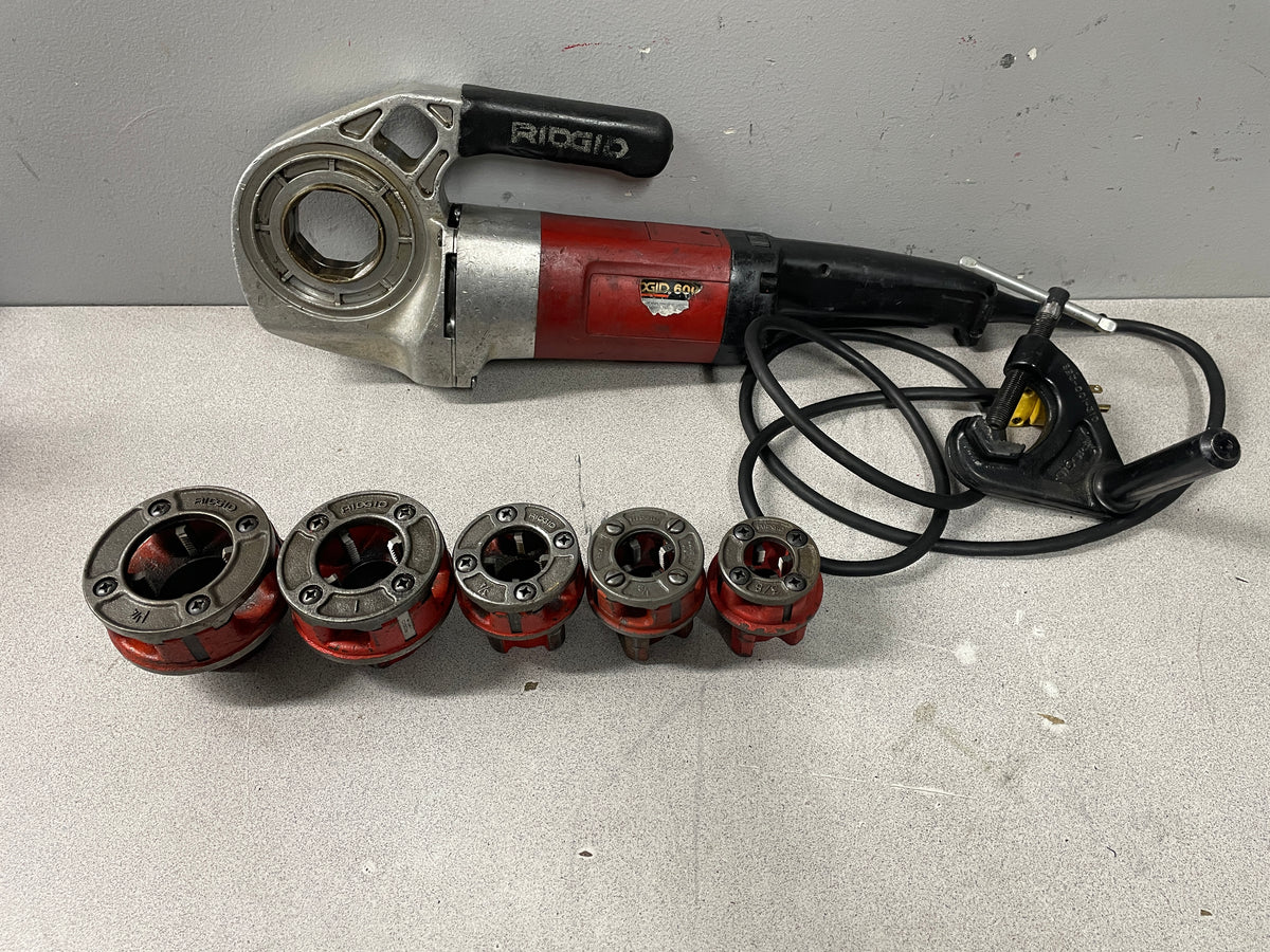 Used RIDGID 600 Power Pipe Threader Set Dies 3/8" - 1 1/4" & Support A ...