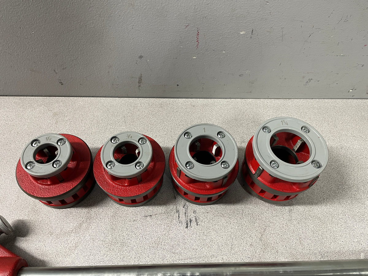 NEW BMC TOOLS 1/2", 3/4" 1" and 1 1/4" 12R DIE SET WITH RATCHETING HEA ...